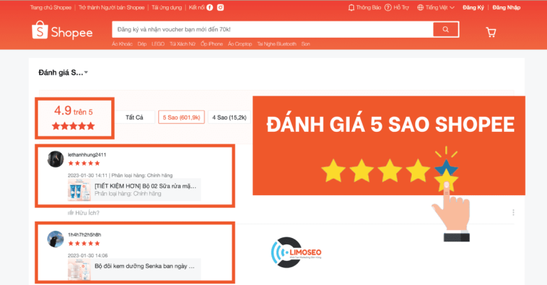Dịch vụ tăng đánh giá Shopee - Review sản phẩm uy tín