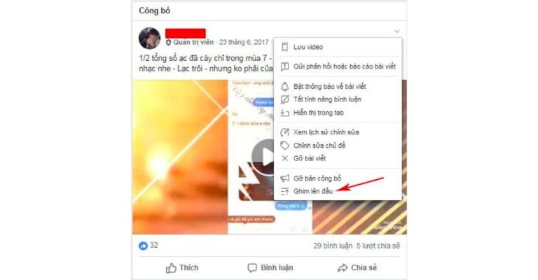 Cách ghim bình luận trên Facebook nhanh chóng, đơn giản
