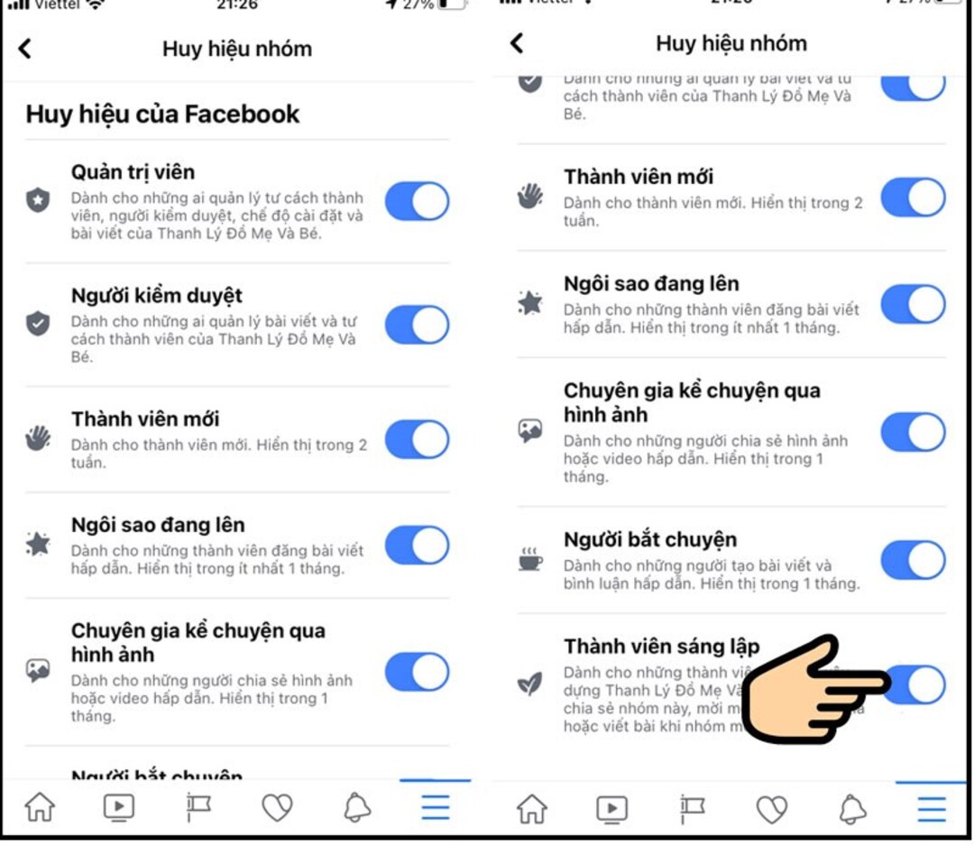 Danh sách các huy hiệu trong nhóm Facebook chi tiết